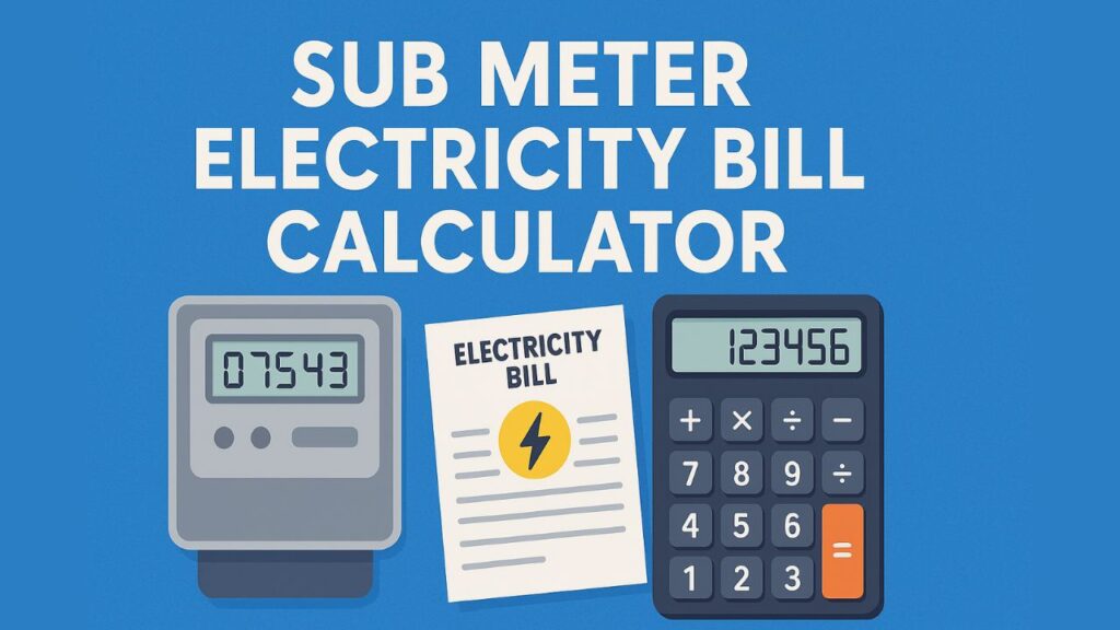 Sub Meter Electricity Bill Calculator 2026 | Electricity Bill Calculator